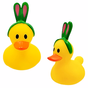 The Dreidel Company Happy Easter Rubber Duck Toy Bunny Rabbit Duckies for Kids Easter Eggs, Bath Birthday Gifts Baby Showers Summer Beach and Pool Activity, 2" (12-Pack)