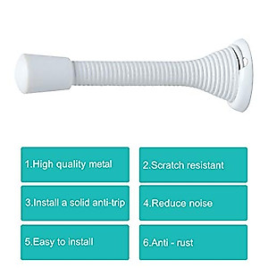 uxcell Door Stopper, 4 Pack Door Stop Wall, Rust Resistant, Noise Cancellation, 3" Spring Door Stoppers, Protect Doors White