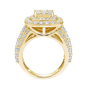 MOTIEL Moissanite Engagement Ring for Women,3ct.tw. Round Cut Moissanite Bridal Ring Sterling Silver 10k 14k 18k Gold Ring Wedding Ring Promise Ring for Her Jewelry Gift-yellow gold