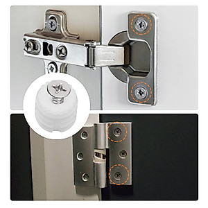 MingQiEven 200 Pack Plastic Hinge Dowel Inserts with Screws, White Dowels Door Hinge for Cabinet Door Drawer Bedside Table Repair Installation Replacement Bathroom Kitchen