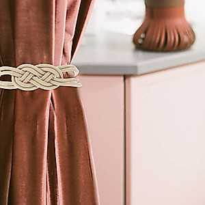 Garneck 2pcs Curtain Buckle Magnetic Curtain Holdbacks Window Blackout Clasp Chinese Knot Curtain Tie Magnetic Buckle Curtain Rope Magnetic Curtain Clip Office Cotton Rope Bohemian Hanger