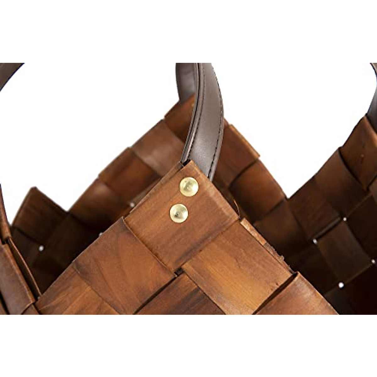 Creative Co-Op Brown Woven Seagrass Baskets with Leather Handles (Set of 3 Sizes) Wicker Non-Food Storage