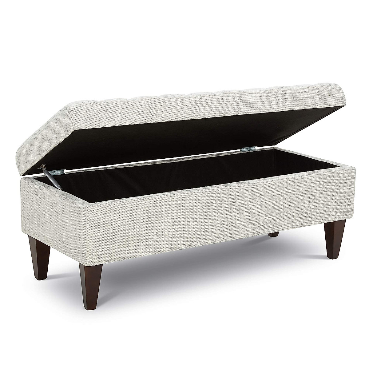 CHITA Channel Tufted Storage Ottoman Bench, Square Fabric Ottoman with Storage for Living Room Bed, Ivory