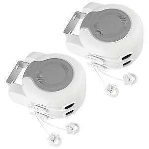 mDesign Portable Adjustable Indoor/Outdoor Retractable Clotheslines - 42ft Double Lines - Durable Hanging Plastic Reel to Air Dry Wet Clothes in Bathroom, Laundry, Patio, Balcony - 2 Pack - White