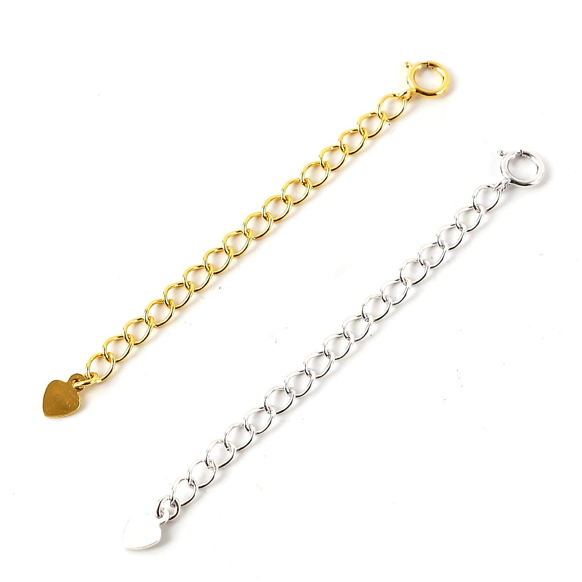 2pcs Adabele Authentic 925 Sterling Silver Jewelry Making Chain Extender with Cute Heart Drop Strong Removable Adjustable 6 inch Extension for Necklace Anklet Bracelet SS301-6