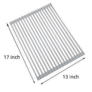 Roll Up Dish Drying Rack（17 x 13 inches） Multipurpose Roll-Up Dish Drying Rack , Non-Slip, Heat Resistant，Gray