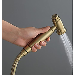 MINJING Handheld Toilet Bidet Sprayer Faucet, Brushed Gold Dual Handle Double Hole Shower Mixer Faucet