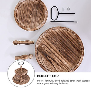 Cabilock 1Pc Two-Tier Pallet Rustic Jewelry Tray Cake Stand Wedding Cake Tower Dessert Display Holder Party Treat Stand Round Cupcake Holder Cake Display Tray Wooden Candy Office Food Rack