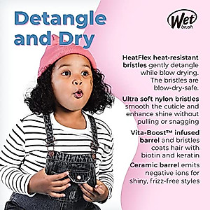 Wet Brush Volume & Body Round Brush for Fine to Medium Hair - Volumizing Salon Blow-Out with Less Pain, Effort & Breakage - Professional & Lightweight Natural Boar Bristle Detangles and Removes Knots