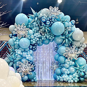 Blue and White Balloons, 50pcs 12 inch Blue White Confetti Balloons Kit, Metallic Chrome Blue Latex Balloons for Birthday, Baby Shower, Graduation Decorations