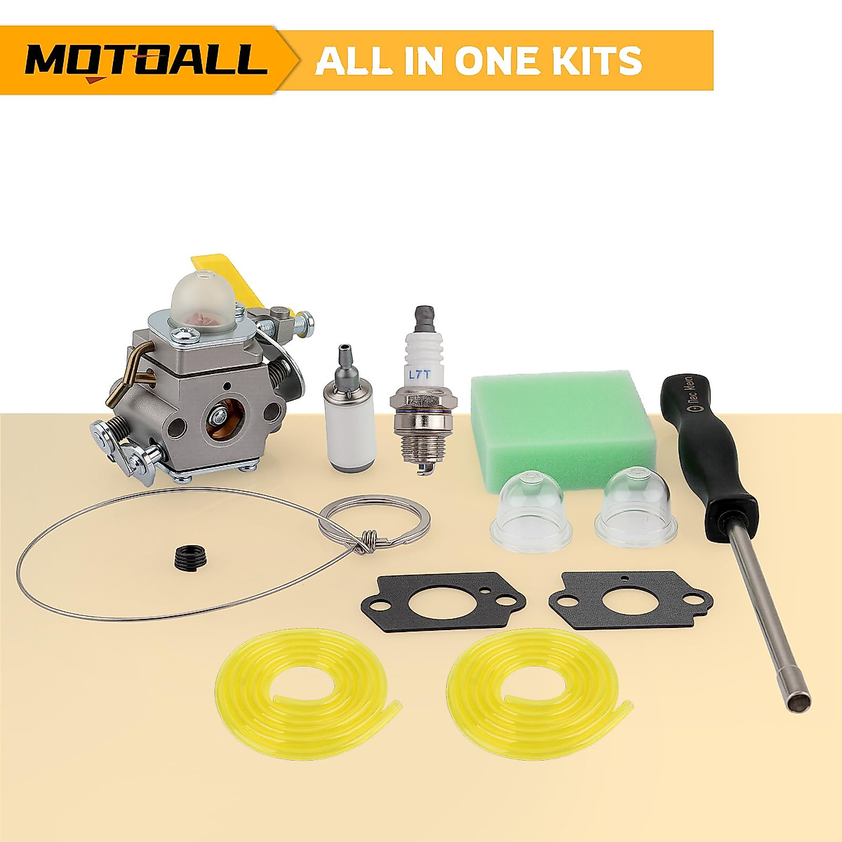 MOTOALL C1U-H60 Carburetor Blower for Homelite Ryobi RY28100 RY28120 RY28121 RY28140 RY28141 RY28160 RY28161 25cc 26cc 30cc Trimmer with AC04122 Air Filter Kit