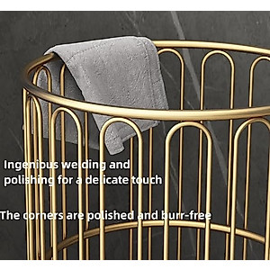 Rolling Hamper with Wheels, 360° Laundry Hamper with Wheels, Metal Laundry Basket, for Living Room, Bathroom, Closet or Bedroom (Color : Gold)