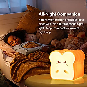 MIVANI Baby Night Light, Cute Bread Toast Lamp for Kids Room, Timer Auto Shutoff, AAA Battery Operated, Silicone LED Nightlight, Kawaii Bedroom Decor, Birthday Gifts for Teen Girls