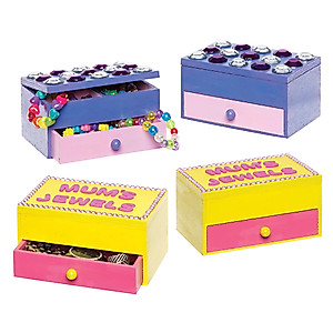 Baker Ross - AR143 Wooden jewelry Boxes Craft Project — Ideal for Kids' Arts and Crafts, Gifts, Keepsakes and More (Pack of 2)