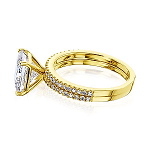 2ct Moissanite Princess Petite Shank Bridal Set 14K Gold - white-gold / 5.5 / Forever One D-E-F