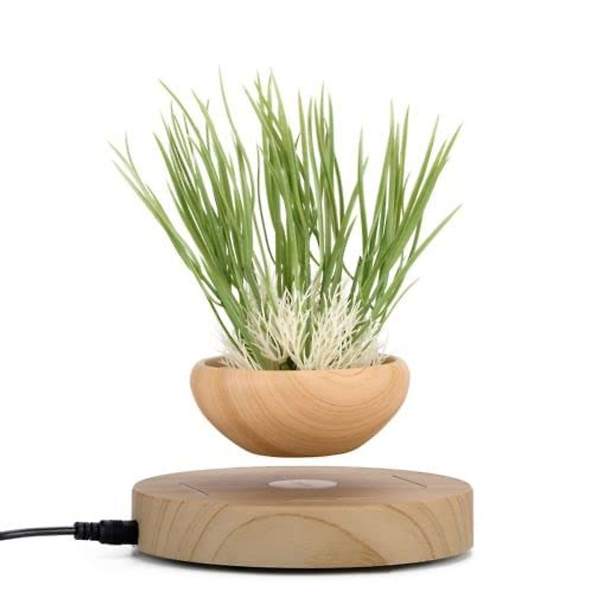 YBKJSTR LED Levitating Air Bonsai Pot Magnetic Levitation Suspension Flower Floating Pot Potted Plant Levitating Plant Pot for Display Decoration(Plant Pot Size, Height: 35mm, Diameter: 80mm)