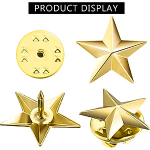 10 Pieces Star Badge Lapel Pin for 4th of July Memorial Day Veterans Day Party Independence Day Celebration Labor Day Theme Party Costume Decorations (Gold)