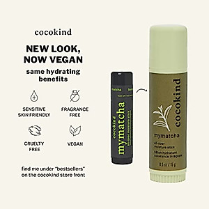 Cocokind Mymatcha All-Over Moisture Stick, Lip Balm and Eye Cream for Dry Skin, With Organic Coconut Oil and Beeswax, Green Tea Mask Stick