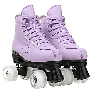 Womens Roller Skates Classic High-top Double-Row Leather Adult Roller Skates Outdoor Four Wheel Double Skates for Girls Unisex 39=US:7.5