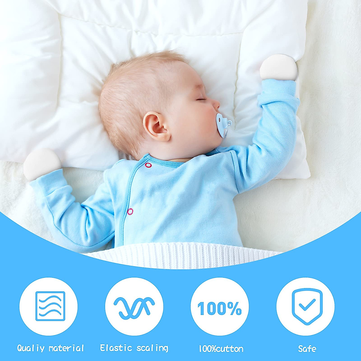 12 Pairs Newborn Baby Mittens,Unisex-Baby No Scratch Mittens,100% Cotton White Mittens for Baby 0-6 Months