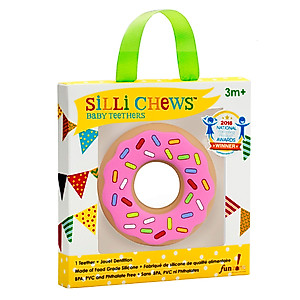 Silli Chews Pizza Toy Baby Teether - Silicone Teething Toy for Babies | Funny Baby Gift Best Sensory Toys for Infants Toddlers and Kids (Oral Motor Aid) Favorite Silly Chew Toy