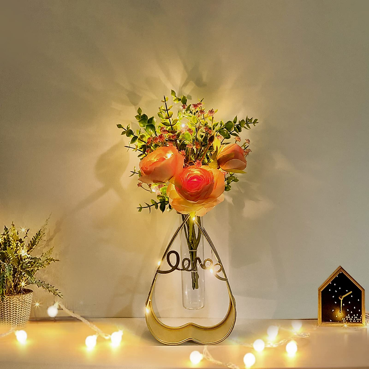 Fasjewly Artificial Flower Garland-16 Roses,7.2Ft Red Rose Vine Flowers Fake Flower Strings for Wedding,Garden Decor Home Party