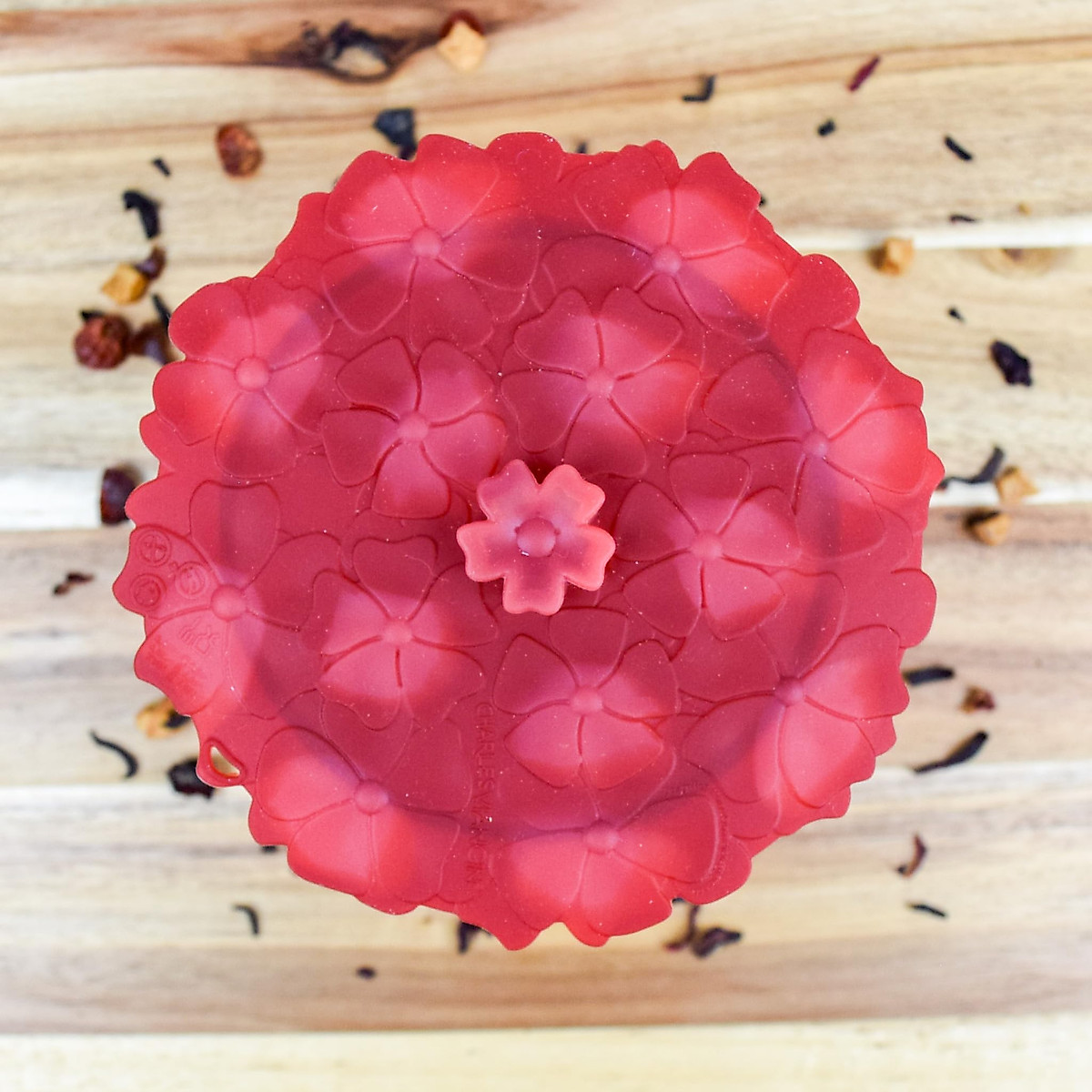 Charles Viancin - Set of 2 Geranium 4 Inch Silicone Drink Covers - Airtight Seal