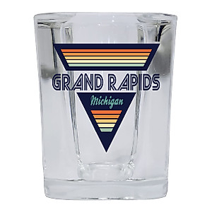 R and R Imports Grand Rapids Michigan 2 Ounce Square Base Liquor Shot Glass Retro Design