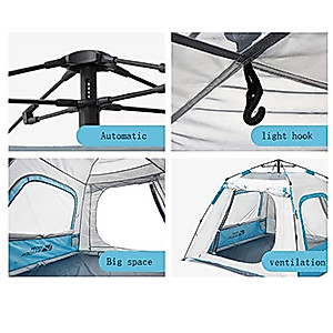 Tents Automatic Camping Pop- Up Tent 3-4Person One Door and Three Windows Tents Double Layer Waterproof Dome Tent Large Family Tent Waterproof Tent (Dark Blue)