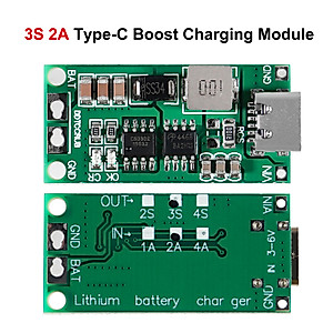 AITIAO 2PCS Type C BMS 2S 3S 4S 1A 2A 4A 18650 3.7V Lithium Battery Charge Board Step-Up Boost Li-Po Polymer USB C to 8.4V 12.6V 16.8V(3S 2A)
