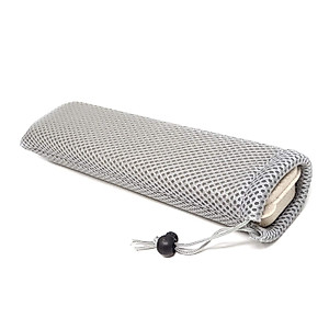 HONBAY 1PCS Portable Wheat Straw Tableware Storage Box Organizer Case and 1PCS Drawstring Net Bag for Travel Camping (Storage box L)