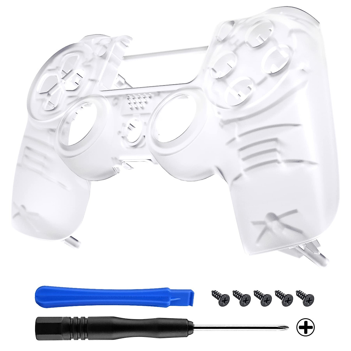eXtremeRate Transparent Clear Custom Faceplate Cover, Replacement Front Housing Shell Case Compatible with ps4 Slim Pro Controller JDM-040/050/055 - Controller NOT Included