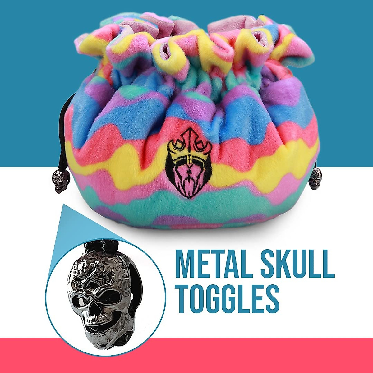 CardKingPro Immense - OCD Edition - Dice Bags with 15 Pockets - Rainbow & Pink - Capacity 200+ Dice - Great for Dice Hoarders [Patented Design]