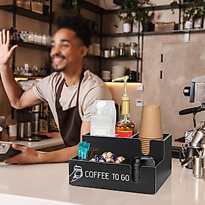 ugiftt Coffee Bar Organizer Countertop Coffee Station Organizer, Wood Coffee Cup Dispenser Lid Holder for Counter, Disposable Cup Holder Wall Mount, Farmhouse Coffee Bar Accessories and Organizer