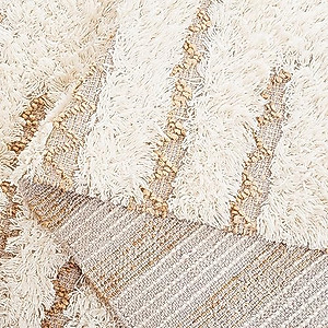SAFAVIEH Natura Collection Area Rug - 4' x 6', Ivory & Natural, Handmade Moroccan Boho Tribal Wool & Jute, Ideal for The Living Room, Bedroom, Dining Room (NAT505A-4)