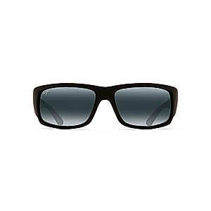 Maui Jim Men's and Women's World Cup Polarized Wrap Sunglasses, Matte Black Rubber/Neutral Grey, Large