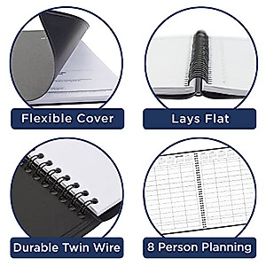 AT-A-GLANCE 2023 Daily Eight Person Appointment Book, Quarter-Hourly, 8-1/2" x 11", Large, Black, 2 Volume Set (7021271)