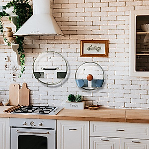 DZHF Pot Lid Organizer, Pot Pan Lid Organizers Holder Inside Cabinet Door, Wall Mount (Set Of 6 Pairs) Blue