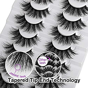 JIMIRE Faux Mink Lashes Fluffy Wispy False Eyelashes Luxury Soft Cat-Eye Lashes Pack 8 Pairs…