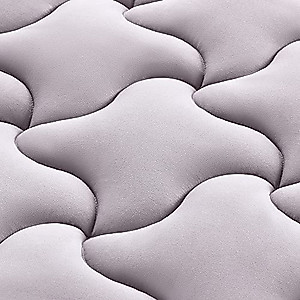 SLEEP ZONE Mattress Pad Twin XL Cooling Mattress Topper, Quilted Fitted Mattress Cover, Machine Washable, Soft Fluffy Down Alternative, Deep Pocket 8~21 inch (Grey, Twin XL)