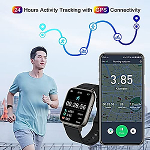 Smart Watch for Men Women 2024, 1.69'' HD Touch Screen Fitness Tracker Smartwatch for Android iOS, Fitness Watches Sleep Heart Rate Monitor, IP68 Waterproof Pedometer Activity Tracker 24 Sports Modes
