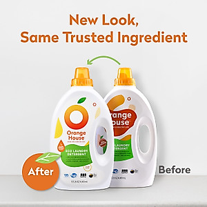 Orange House Liquid Laundry Detergent, Free and Clear, Natural Clean Laundry Detergent, Made of Orange Oil, Hypoallergenic Liquid Detergent No Harmful Chemical, 135.3 Fl Oz, HE & Standard Machine