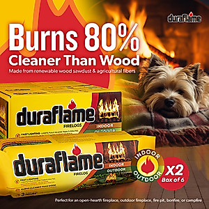 Duraflame 4.5 Pound 3 Hour Long Burn Time Indoor Outdoor Quick Light Fire Log for Camping, Firepits, Bonfires, and Fireplaces (12 Pack)