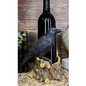 Ebros Gift Macabre Potion Raven Crow Perching On Tree Stump Wine Bottle Holder Figurine Mystical Halloween Kitchen Home Decor Statue Gothic Ravens Crows Edgar Poe Quoth The Raven Nevermore