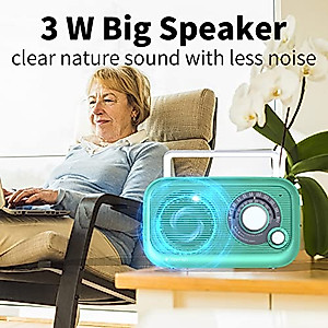 Portable AM/FM Radio with Bluetooth, Battery Operated Transistor Analog Radio or AC Powered with Best Reception, Big and Precise Tuning Knob Large Bluetooth Speaker Easy to Use Suit for Home Cafe