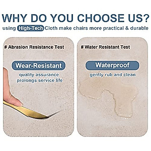 ROIYEIER Modern Dining Chairs Set of 2, Waterproof Wear Resistant Upholstered Dining Chairs with Armrest Soild Legs for Dining Room Living Room, Beige