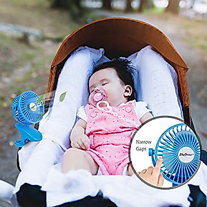 SkyGenius Battery Operated Clip On Baby Stroller Fan (Blue)