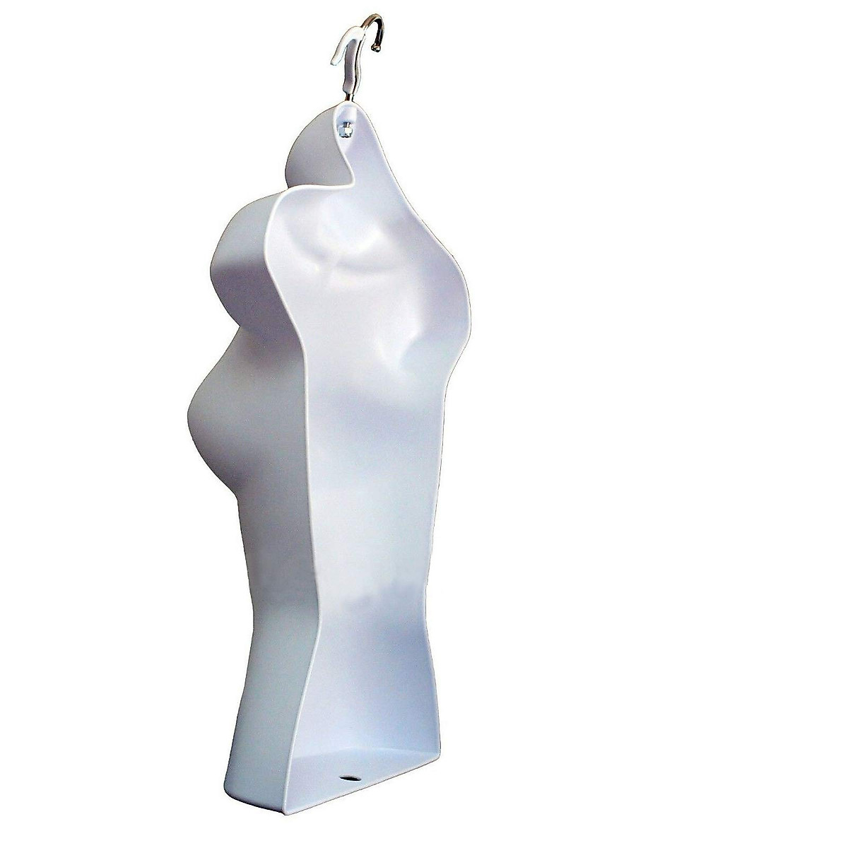 DisplayTown Male Female Mannequin Torso with Stand, Dress Form, Tshirt Display, Hollow Back Body w/Metal Stand and Hook for Countertop Craft Shows Tabletop Clothing S-M Size (White)