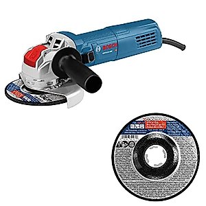 Bosch GWX10-45E 4-1/2 In. X-LOCK Ergonomic Angle Grinder with Bosch GWX27LM450 4-1/2 In. x 1/4 In. X-LOCK Arbor Type 27 30 Grit Metal Grinding Abrasive Wheel