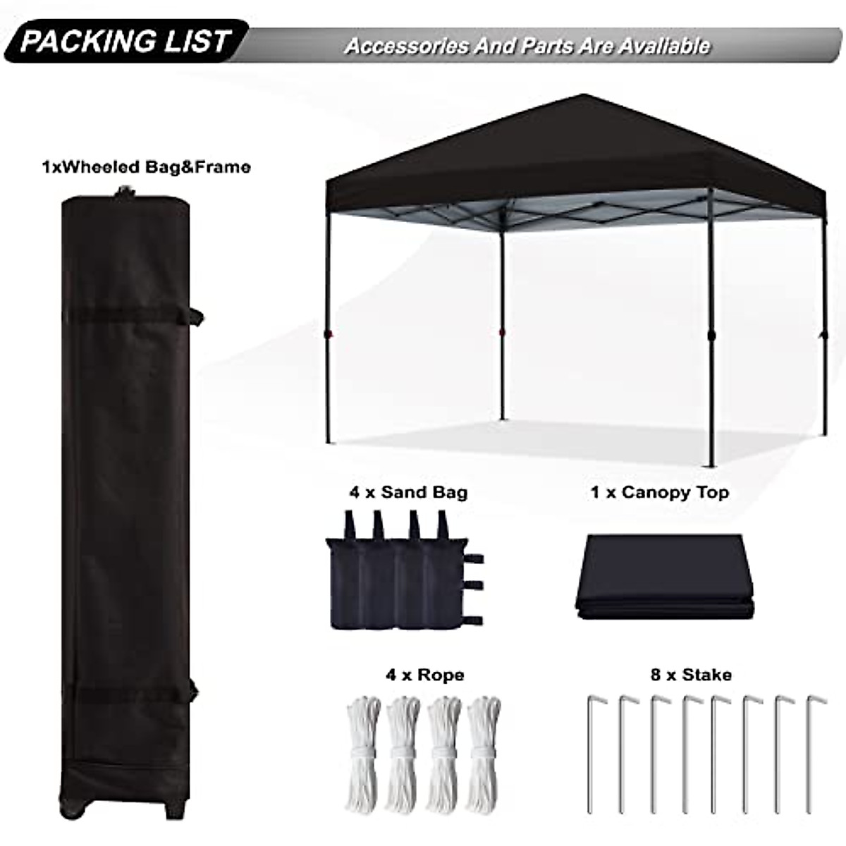 ABCCANOPY Durable Easy Pop up Canopy Tent 10x10, Black